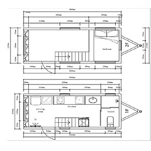 Aluminum Tiny Movable Prefabricated Insulated House with 1 Bathroom, 1-3 bedrooms & 1 Kitchen- Tiny loft House, Mini Caravan,Travel Camper Trailer for Family (Modern, 3, Bedroom)
