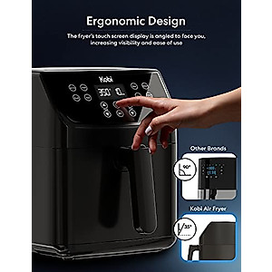 Kobi Air Fryer, XL 5.8 Quart,1700-Watt Electric Hot Air Fryers Oven & Oilless Cooker, LED Display, 8 Preset Programs, Shake Reminder, for Roasting, Nonstick Basket, ETL Listed (100 Recipes Book Included) (Black)
