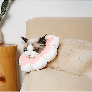 SHIAOMIN Cat Recovery Cone Collar Pet E-Collar Elizabethan Collar After Surgery Recovery Pet Cone for Cat Puppy Breathable Soft Edge and Easy to Clean (Pink, Medium)