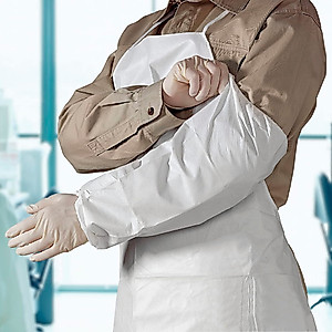 AMZ White Disposable Aprons for Adults 28 x 36 Inches. Pack of 10 Large 60 GSM Microporous Heavy Duty Disposable Aprons Adults for Painting. Disposable Apron for Painting