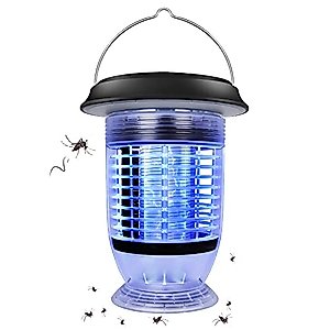 AiMoxa Self-Cleaning Solar Bug Zapper Outdoor, Automatic On/Off Mosquito Zapper, Rechargeable Solar Lantern, Waterproof Insect Fly Traps, Electric Fly Zapper for Outdoor and Indoor