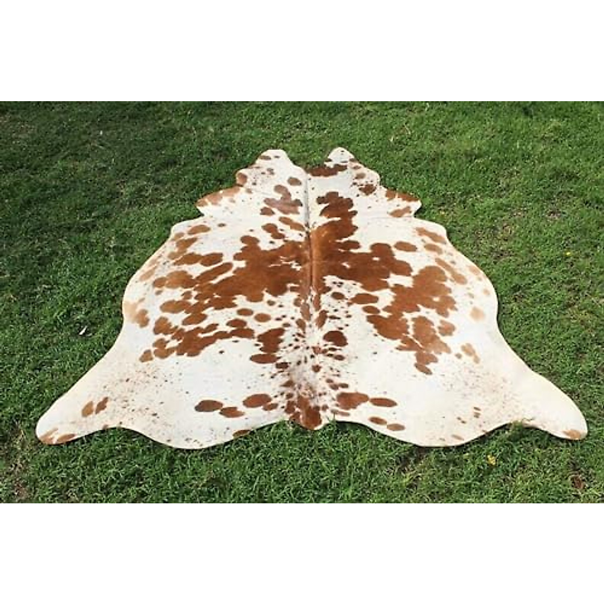 DECIMAL Cowhides 100% Genuine Cowhide Rug-Modern Style Skin Print Floor Carpet for Living Room,Bedroom,Kitchen-Washable Decor Mat,Home Decorations (Brown & White, 5X4 FT)