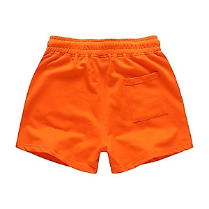 JackieLove Men's & Women's 3" Sweat Gym Running Workout Athletic Short Training Lounge Cotton Shorts Bottoms Orange