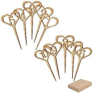 YOYOBALL8 1-10 Table Number Card Wooden Wedding Table Card Flower Seat Number Card from 1 to 10 Decoration Digital Topper,10Pcs