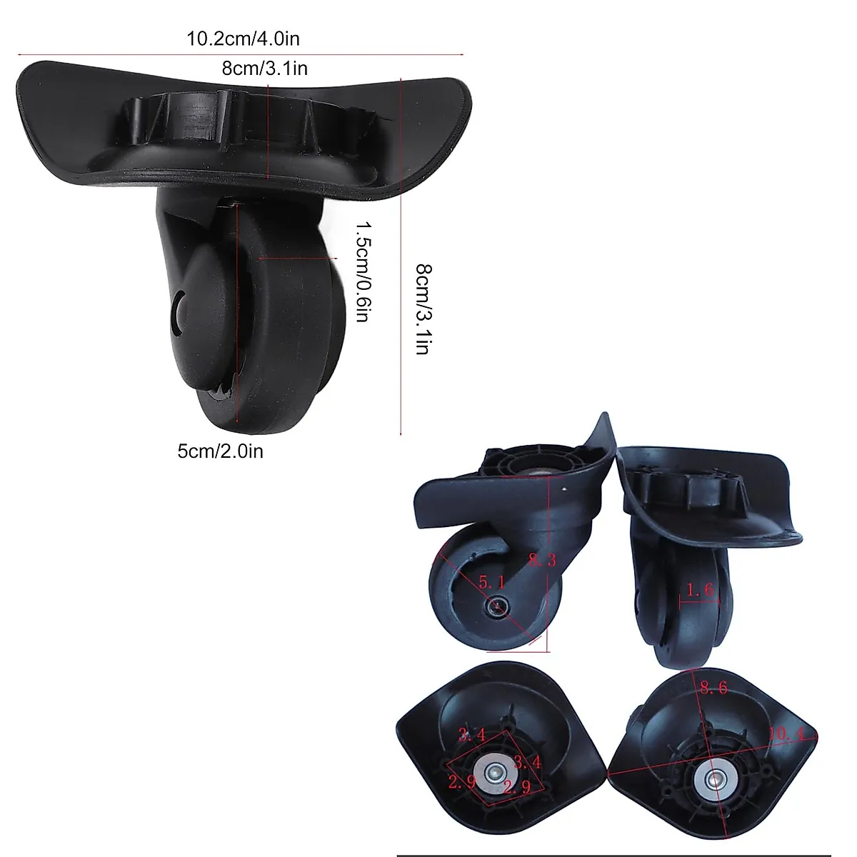 Samsonite Wheels Replacement, 2Pcs A53 Trolley Case Luggage Wheel Universal Travel Suitcase Caster Wheels Bearing Swivel Wheel