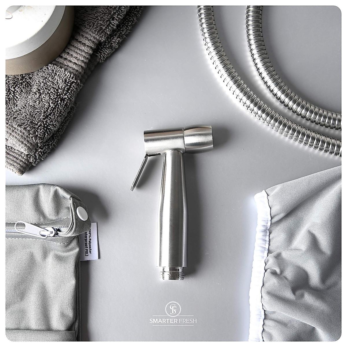 Easy-Install Cloth Diaper Sprayer for Toilets – Luxury Handheld Bidet Attachment – Multi-Use Toilet Faucet with Simple Pressure Control (Curved Sprayhead)