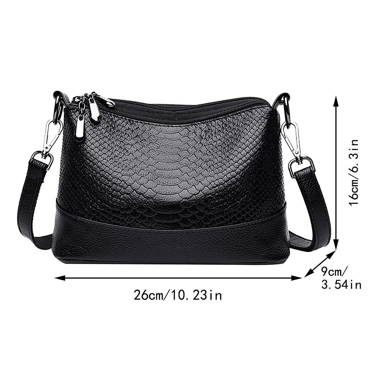 Crossbody Bags for Women Fashion Full Grain Pure Leathe Sling Bag Removable Straps Anti-Theft Zipper Top-Handle Bags Wallets