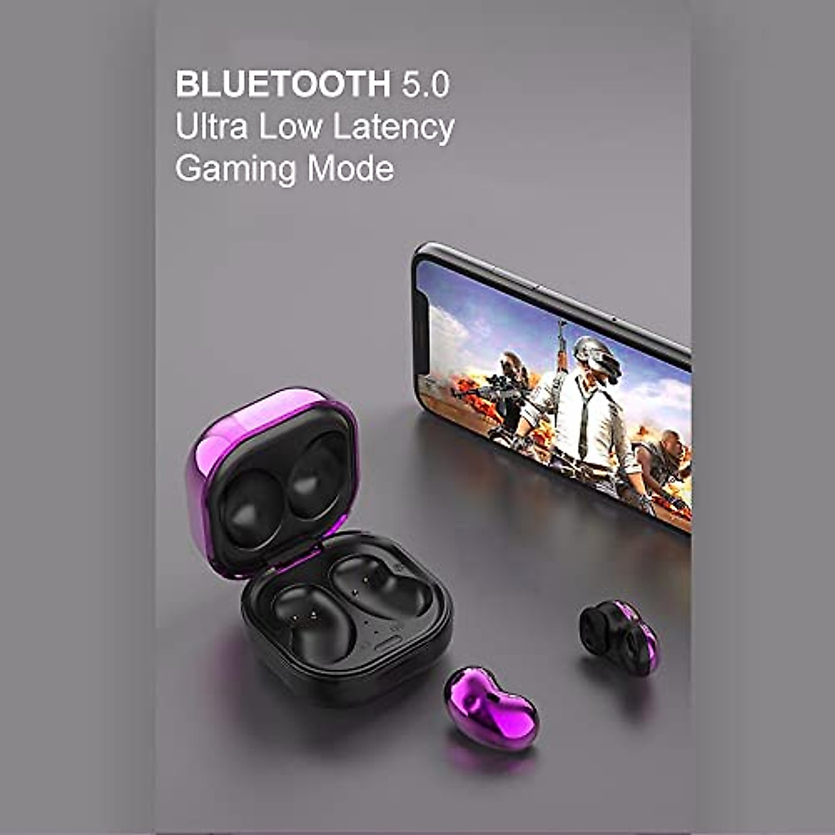 Acuvar Fully Wireless Bluetooth 5.1 Rechargeable IPX4 Waterproof Sweatproof Earbud Headphones with Microphone, Micro USB LCD Clock Charging Case Surround Stereo Bass and Noise Cancelling Calls (Pink)