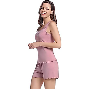 Joyaria Cooling Summer Pajama Set for Women Bamboo Viscose Pjs Jersey Knit(Dusty Rose,XL)