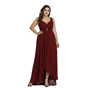 Ever-Pretty Women's V-Neck High Low Chiffon Long Cocktail Dresses for Women Burgundy US20
