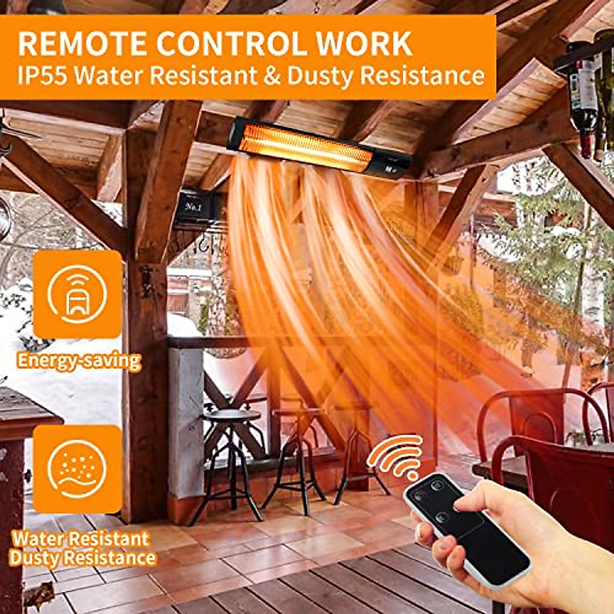 Outdoor Patio Heater with Cover Propane Gas Heater Standing LP 48,000BTU Standing with Pulley Accessories for Patio, Courtyard, Commercial, Garden