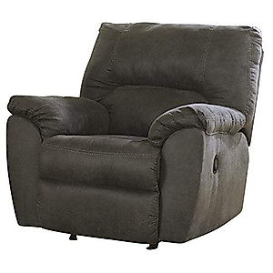 Signature Design by Ashley Tambo Faux Leather Manual Rocker Recliner, Gray