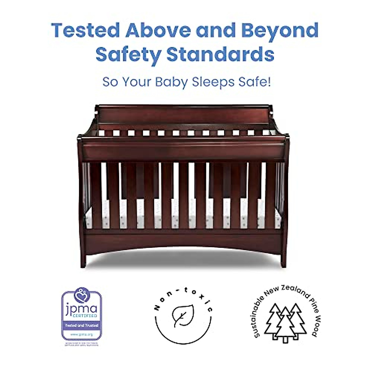 Delta Children Bentley S Series 4-in-1 Crib, Black Cherry Espresso + Serta Perfect Slumber Dual Sided Recycled Fiber Core Crib and Toddler Mattress (Bundle)
