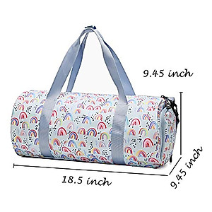 Choco Mocha Kids Duffle Bag Girls Rainbow Duffle Bag for Kids Travel Bag Toddler Girls Overnight Bag Kids Duffel Bags for Little Girl Weekender Weekend Gym Sleepover Bag Blue