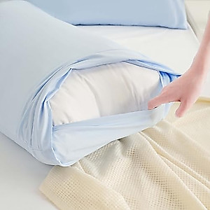 AYASW Pillowcases Set of 2 Queen Size Premium Soft and Cozy 1800 Brushed Microfiber with Envelope Closure Pillow Case Light Blue 20x30 inches Easy Care Wrinkle Fade Resistant Holiday Decor