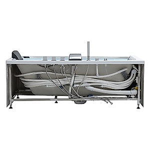 Empava 67 in. Acrylic Alcove Whirlpool Bathtub - Hydromassage Rectangular Jetted Soaking Tub with Center Drain - Waterfall Faucet