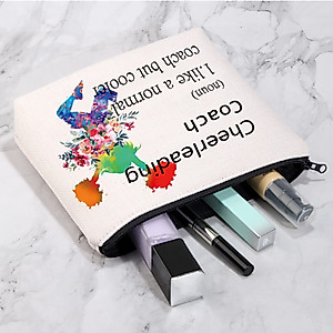 VAMSII Cheer Coach Gifts Cheerleading Coach Makeup Bag Thank You Gift for Cheer Coach Cheerleader Cosmetic Travel Pouch (Cheer Coach Bag)