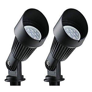 Lumina 4W LED Landscape Lights Cast-Aluminum Waterproof Outdoor Low Voltage Spotlights for Walls Trees Flags Light with Warm White 4W MR16 LED Bulb and ABS Ground Stake Black Color (2 Pack)