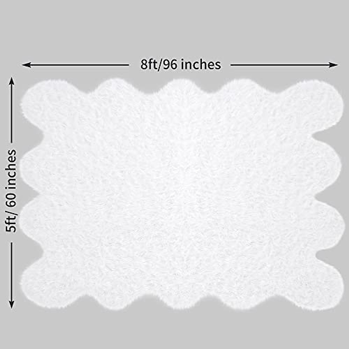 HOMBYS Fluffy Faux Fur Sheepskin Area Rug 5x8 ft, Large Shag Floor Mat for Living Room Bedroom, Soft Bedside Carpet for Kids Room Sofa Nursery, White