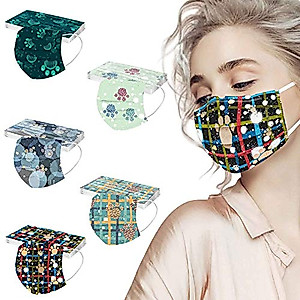 50PCS Cute Animal Claw Disposable Face Mask For Adults 3-Ply Breathable Cat Dog Paw Printed Paper Masks for Outdoor (Multi/A3)