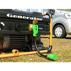 oviitech NEMA 14-50P to L14-30R Generator Transfer Switch Adapter Cord，250V, SJTW 10AWG*3C,50Amp Male to 30Amp Female Generator Welder Dryer RV EV Adapter Cord, 1.5FT,Green