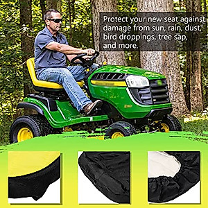 LP92334 Upgrade Large Seat Cover Riding Mower Cushioned Seat up to 18" High for John Deere Mower & Gator | Oxford 300D Fabric, Comfortable, Convenient Pockets, Waterproof