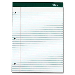 TOPS Double Docket Ruled Pads, 8 1/2 x 11 3/4, White, 100 Sheets, 6 Pads/Pack