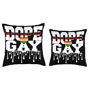 Super Cute Monograms, Initials, and Letter Gifts Dope Graphic Design Unapologetically Gay Heart Flag Throw Pillow, 16x16, Multicolor