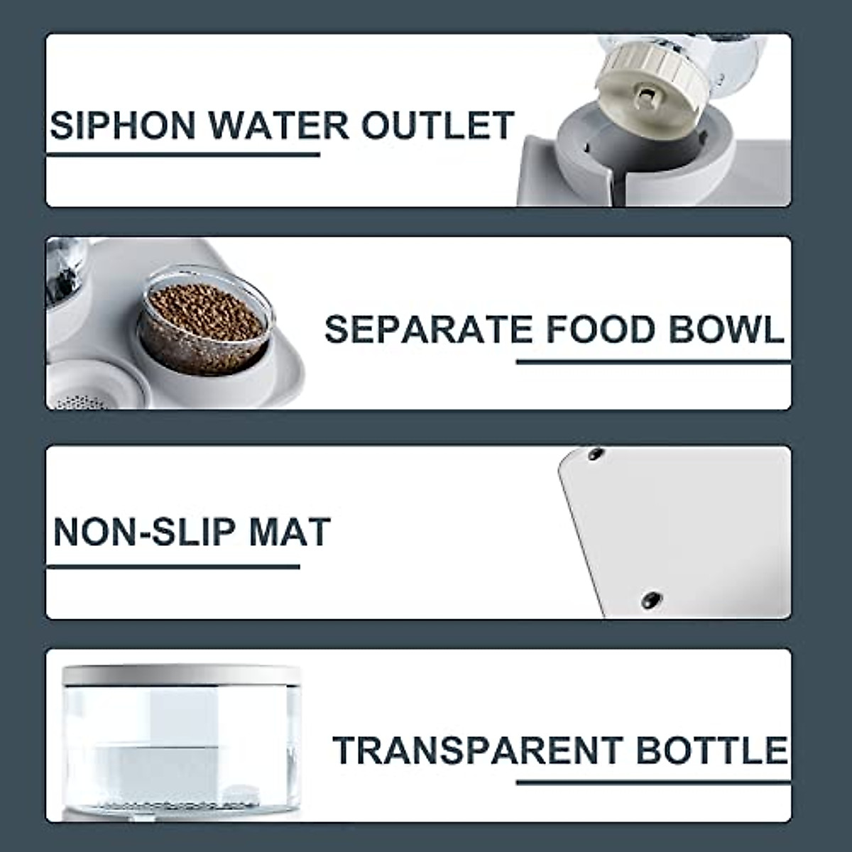 YMINA Dogs Water Dispenser Water Bowl for Dogs Automatic Cat Feeder Self Dispensing Pet Waterer Automatic Gravity Dog Cat Waterer Travel Supply Feeder and Water Dispense (1.8, Grey)