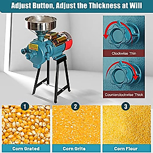 SLSY Electric Mill Grinder 110V 3000W, Commercial Electric Feed Mill Dry Grinder, Heavy Duty Milling Machine Cereals Grinder Rice Corn Grain Coffee Wheat with Funnel