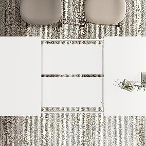 Fingertip WD Extendable Dining Table for 6-10 Person, Wooden Dining Room Table, Modern Extendable Table for Gatherings, Meeting for Small Kitchens, Dining Office Areas(White)