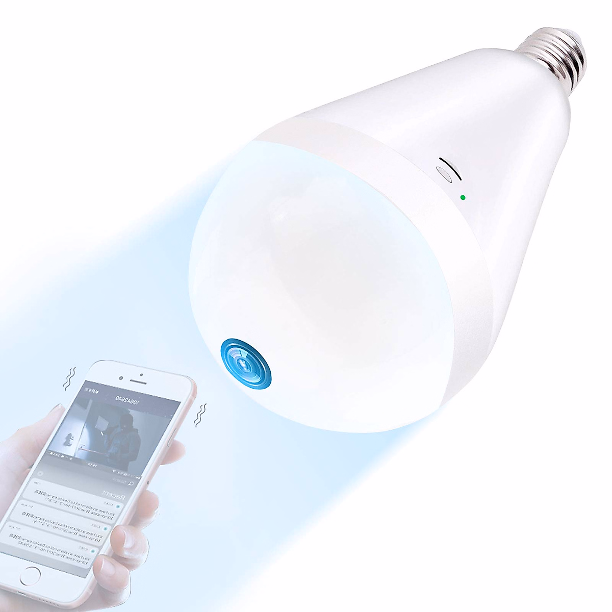 Full HD 1080P Light Bulb Camera,FISH-EYE LENS 360° Wireless Security IP Panoramic Camera, 2.4GHz WiFi Dome Surveillance Cameras, IR Motion Detection, Night Vision, Alarm for Office/Baby/Pet Monitor