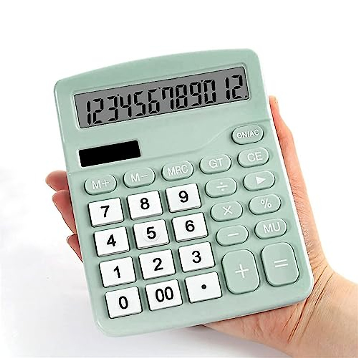 YONUAN Desktop Grey Mint Green 12-Digit Solar/Battery Scientific Calculator Office Computer Calculators Large Display Cute Office Calculators (1)