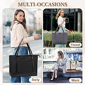 VASCHY Laptop Tote Bag for Women, Large 15.6inch Computer Teacher Bag Purse Briefcase for Travel,Work,Business,Office Black