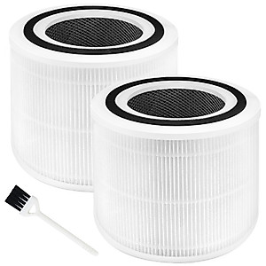 2 Pack Core 300 Replacement Filter for LEVOIT Core 300 and Core 300S Air Purifier Filters, 3-in-1 H13 Grade True HEPA Replacement Filter,Compared to Part # Core 300-RF,White