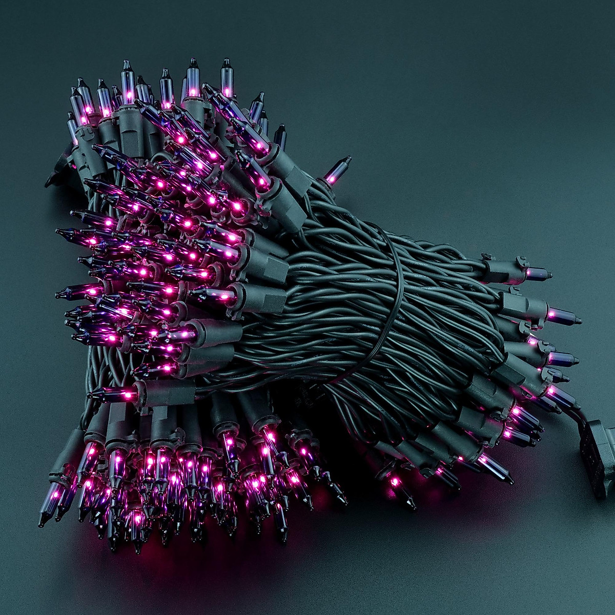 YULETIME Purple String Lights with Black Wire, Pack of 2 Strands 33 Ft 100 Count UL Certified Outdoor Halloween String Lights (Purple - Black Wire)