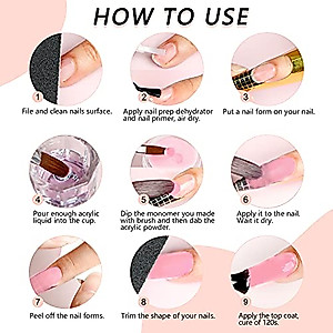 Saviland Pink Acrylic Powder - 30g Professional Colored Acrylic Nail Powder for Acrylic Nails Extension, 3D Nail Art Acrylic Polymer Powder, No Need Nail Lamp