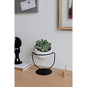 Umbra 1009251-748 Nesta, Table Top or Hanging Modern Planter, Ideal Succulent Plant Holder, White/Black,Single Planter