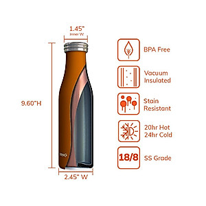 Drinco Stainless Steel Vacuum Insulated Water Bottle | Slim | Double Wall | Wide Mouth | Triple Insulated | Powder Coated Durability |18/8 Grade | 17oz (Orange, 17oz Slim)