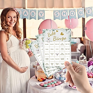 YIFAM Baby Shower Bingo Game Eucalyptus Foliage Edition, 20 Players Bingo Cards for Kids, Reveal Party Games Favors Supplies Decorations Souvenirs Gifts