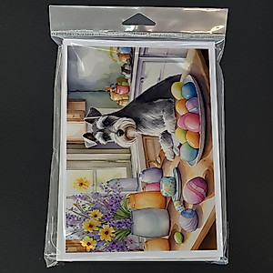 Caroline's Treasures DAC6892GCA7P Decorating Easter Schnauzer Greeting Cards Pack of 8 Blank Cards with Envelopes Whimsical A7 Size 5x7 Blank Note Cards
