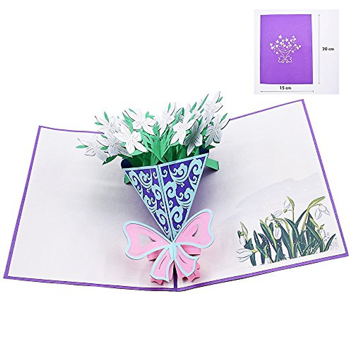 Flower Pop Up Cards 3D, Flower Greeting Card with Envelopes for All Occasions, Assorted 4 Flower Cards for Thanksgiving Birthday Christmas Valentine's Day Gift…