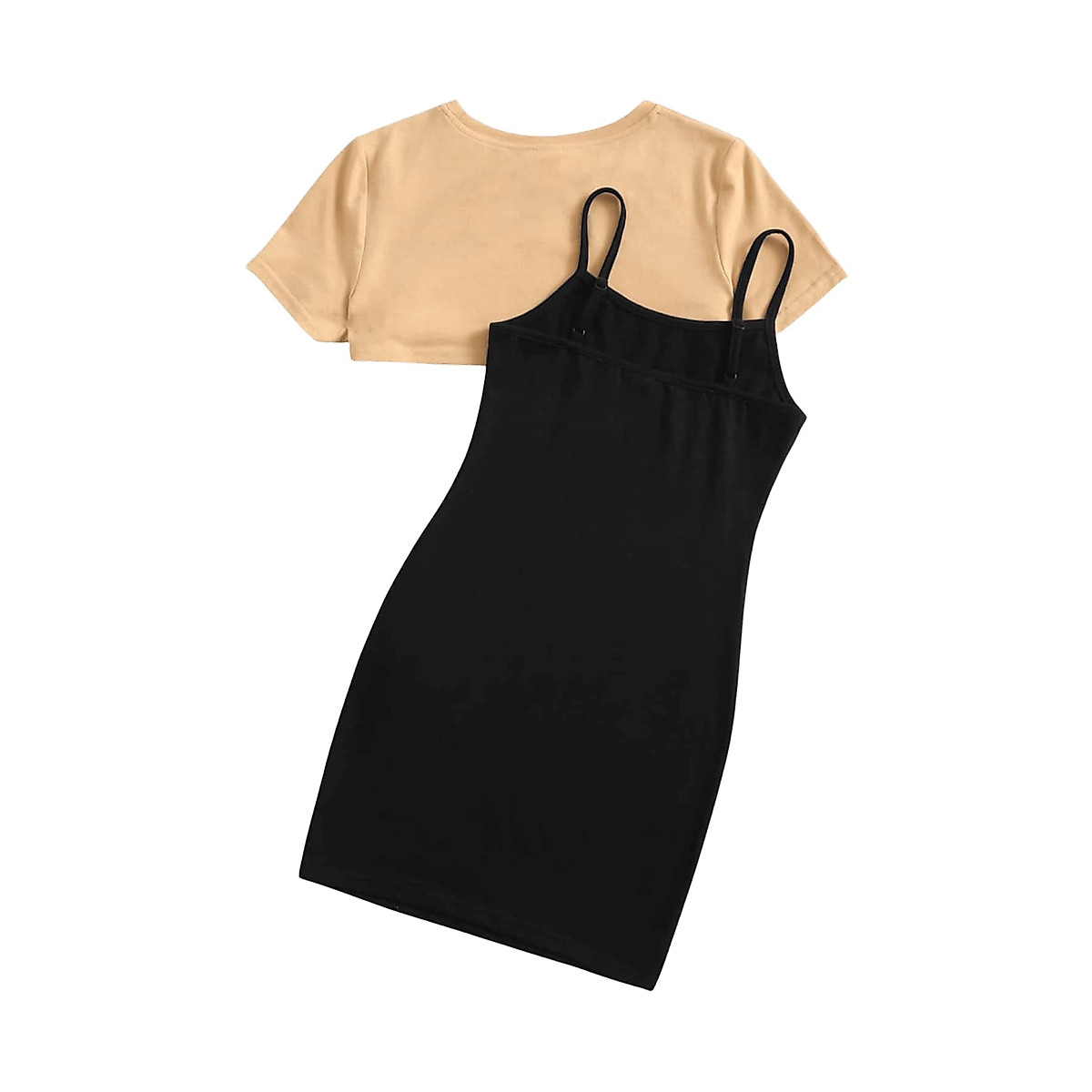 SOLY HUX Girl's 2 Piece Outfits Short Sleeve Crop Top and Cartoon Print Cami Dress Set Multicoloured 11-12Y