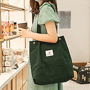 WantGor Large Corduroy Totes Bag Women's Casual Purses Work Handbags Big Capacity Shopping Bag