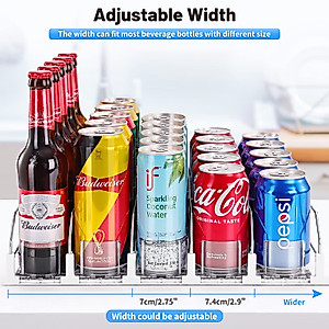 LAKIX Drink Organizer for Fridge, Self-Sliding Soda Can Organizer for Refrigerator and Adjustable Width, 12oz 16oz 20oz drinks can be accommodated, up to 25 Cans（5 Rows, 41 CM）