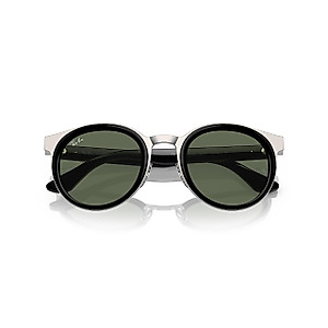 Ray-Ban RB3710 Bonnie Round Sunglasses, Black on Silver/Dark Green, 50 mm