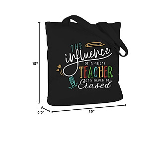 ELEGANTPARK Funny Teacher Gifts for Women Teacher Appreciation Gifts from Students Birthday Graduation Valentines Day Christmas Gifts for Teacher Tote Bag Black Cotton Canvas with Interior Pocket