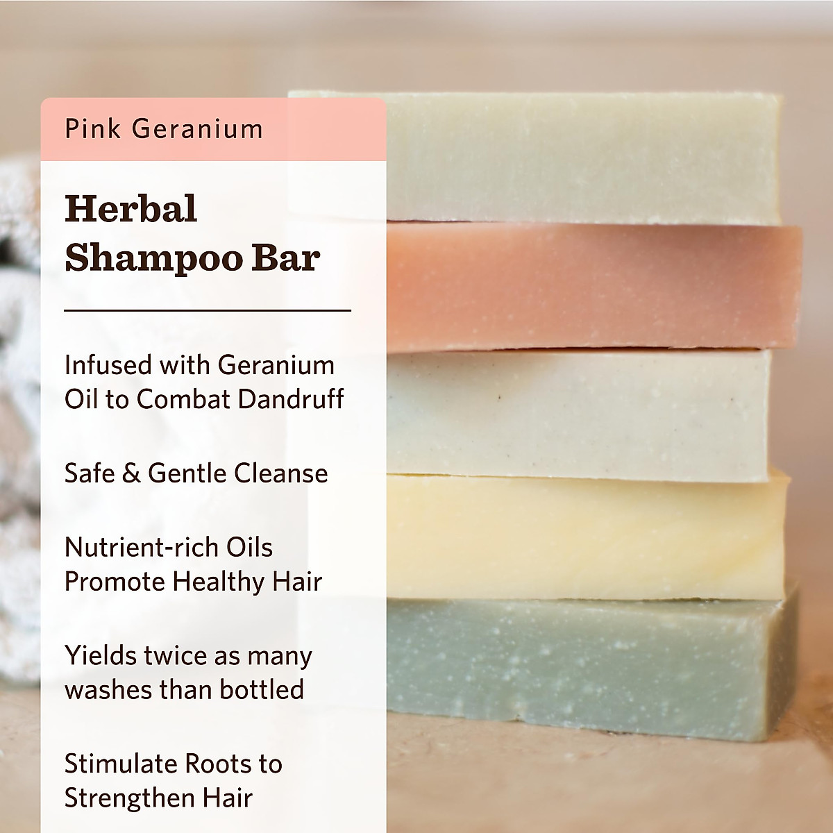 Moon Valley Organics HERBAL SHAMPOO BAR - PINK GERANIUM (2PACK)