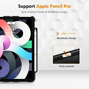 Fintie Rotating Case for iPad Air 11-inch M2 (2024), iPad Air 5th / 4th Generation (2022/2020) 10.9 Inch with Pencil Holder - 360 Degree Rotating Protective Stand Cover, Black