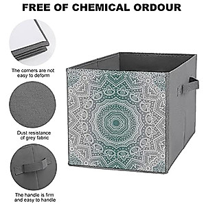 Mandela Pattern Foldable Storage Bins Printd Fabric Cube Baskets Boxes with Handles for Clothes Toys, 11x11x11
